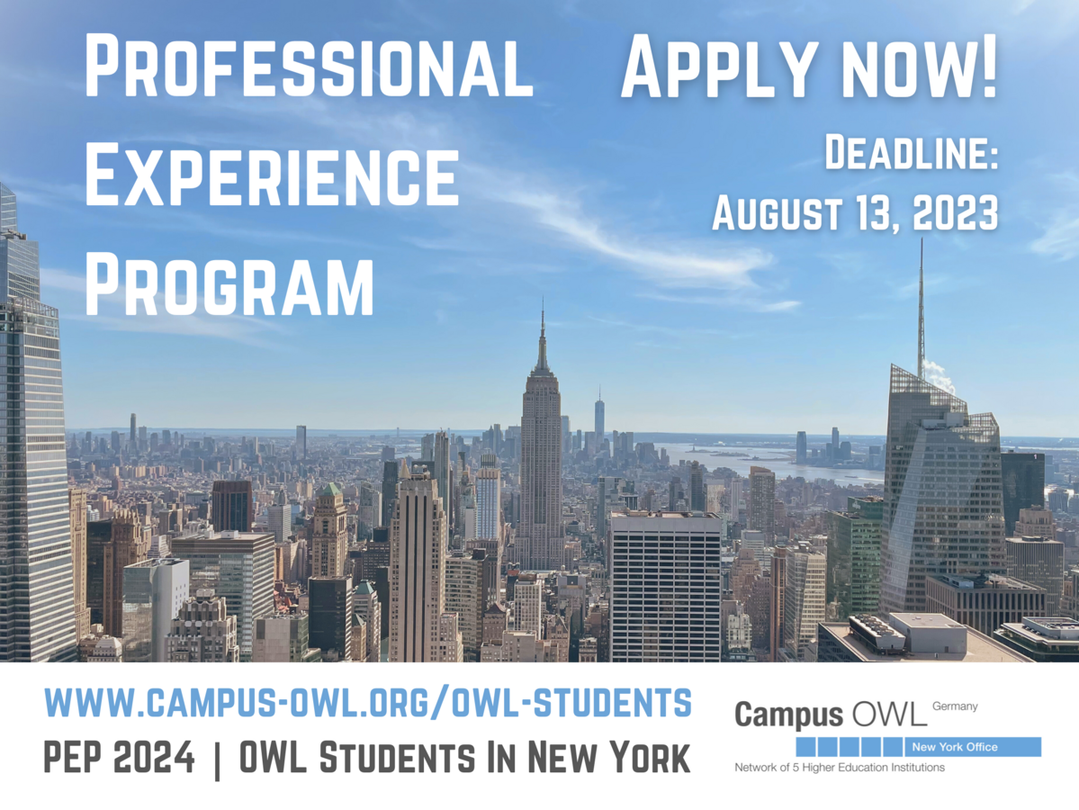 PEP 2024: Jetzt für ein Praktikum in New York bewerben!: TH OWL
